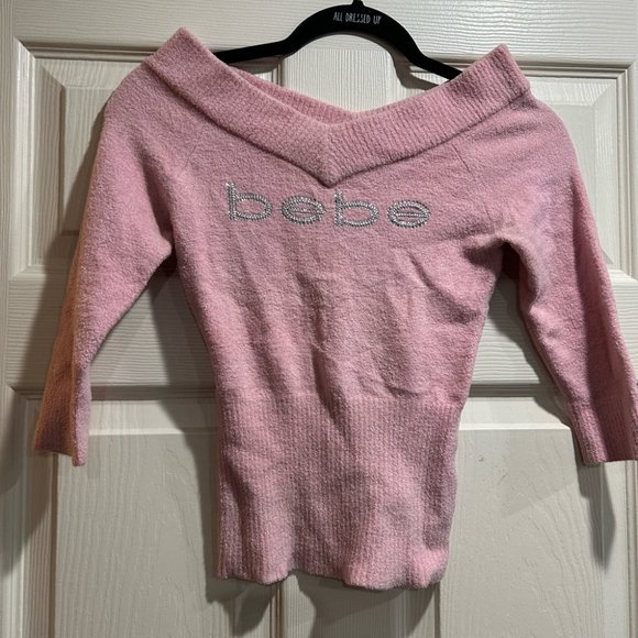 bebe | Tops | Bebe Early 200s Pink Wide Neck Soft Tee Size Medium Bebe ...